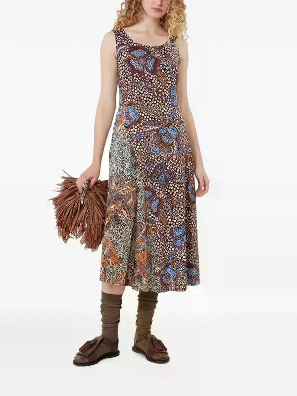 Max Mara Floral Print Midi Dress - Brown