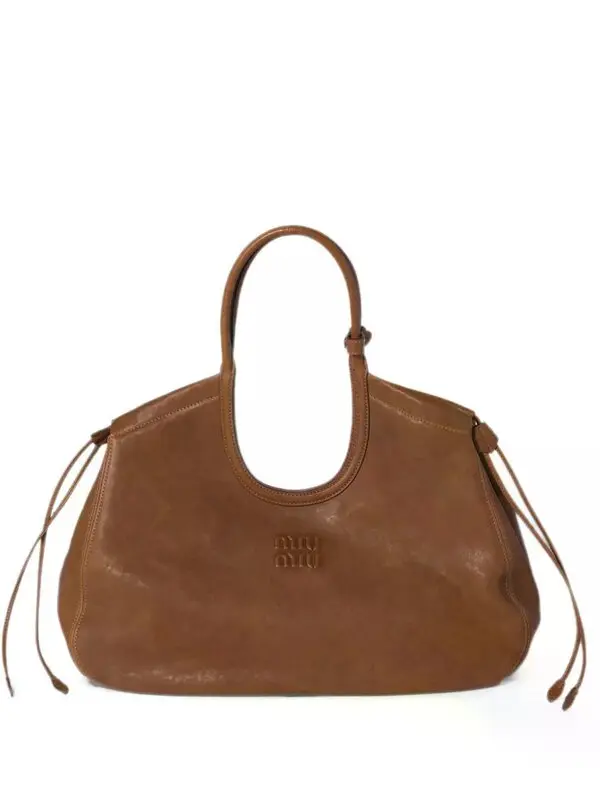 Miu Miu Ivy Nappa Leather Shopping Bag - Brown