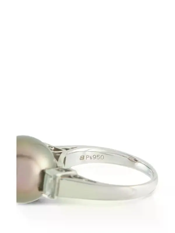Mikimoto Tahitian Pearl And Diamond Ring In Platinum