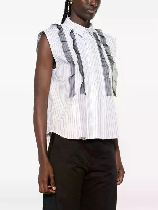 Sacai Ruffled Striped Shirt