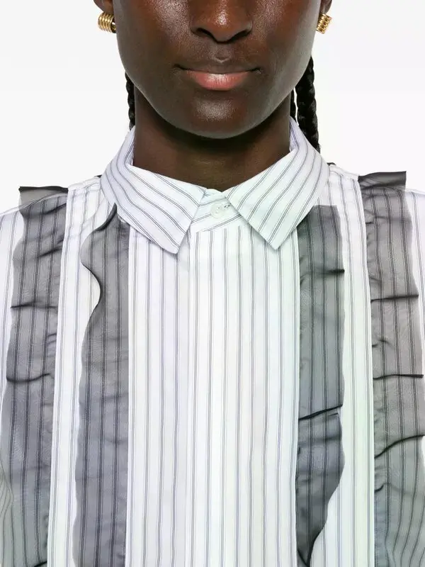 Sacai Ruffled Striped Shirt