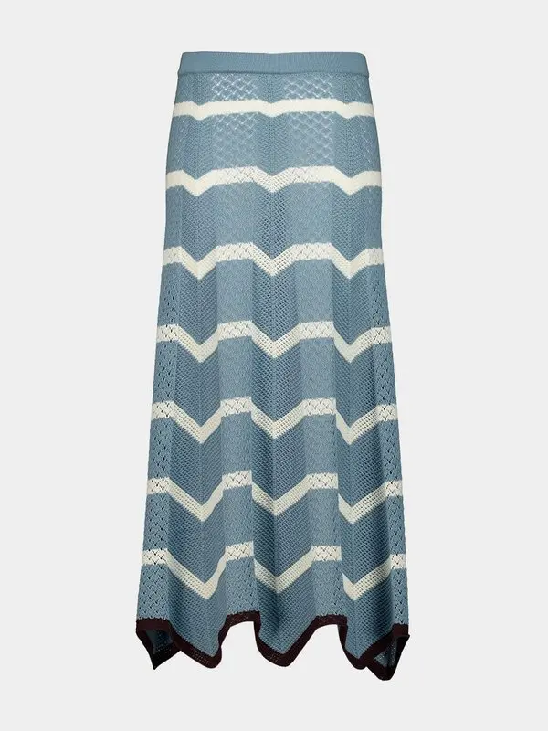 La DoubleJ Chevron Knit Midi Skirt - Blue