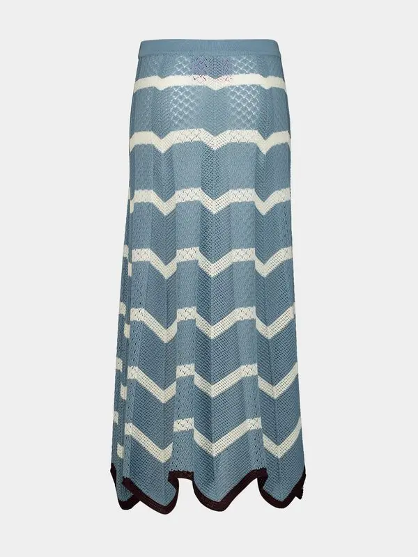 La DoubleJ Chevron Knit Midi Skirt - Blue