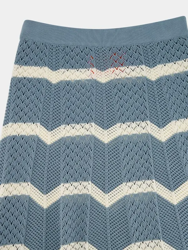 La DoubleJ Chevron Knit Midi Skirt - Blue