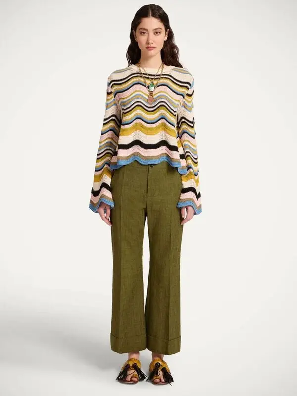 La DoubleJ Chevron Knit Cropped Sweater