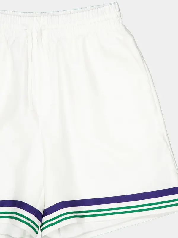 Casablanca Hotel Emblem Silk Shorts - White