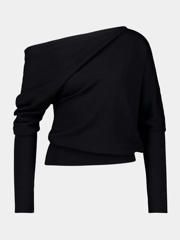 TOM FORD Off-shoulder Wool-silk Top - Black