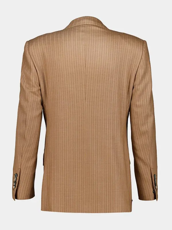 TOM FORD Camel Saxony Stripe Wool Blazer