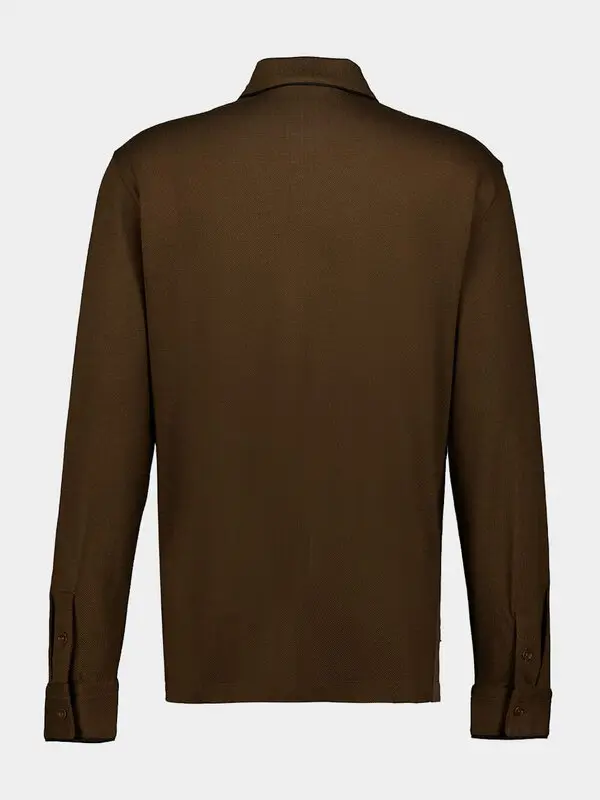 TOM FORD Cotton-silk Long Sleeve Polo - Brown