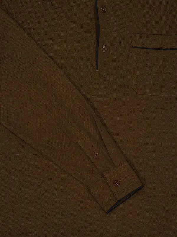 TOM FORD Cotton-silk Long Sleeve Polo - Brown