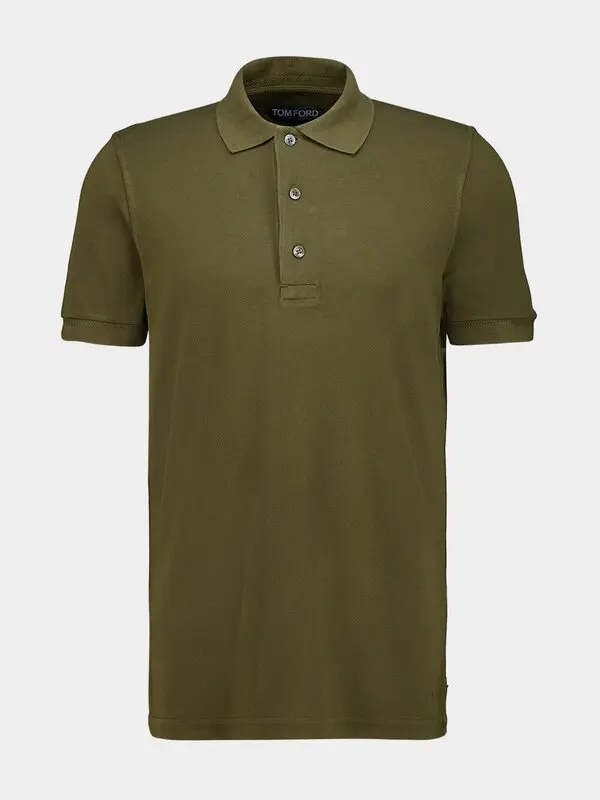 TOM FORD Teak Piquet Polo Shirt - Green