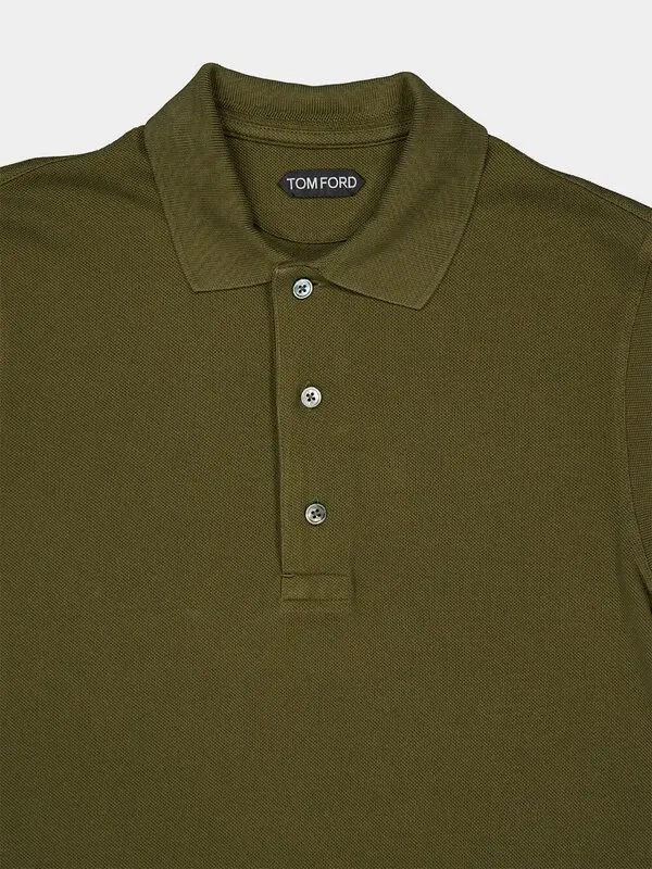 TOM FORD Teak Piquet Polo Shirt - Green
