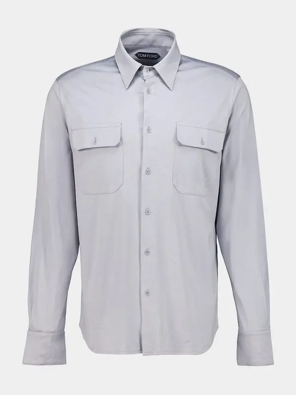 TOM FORD Light Charcoal Silk-cotton Shirt - Grey