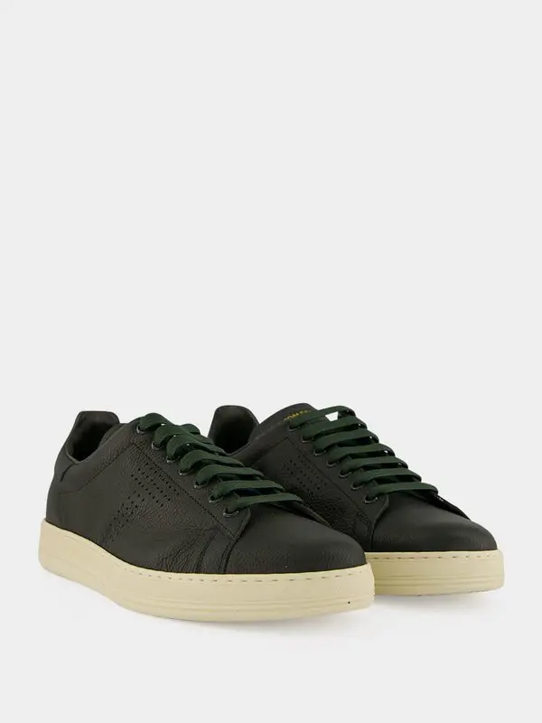TOM FORD Warwick Perforated Leather Lace-up Sneakers - Green