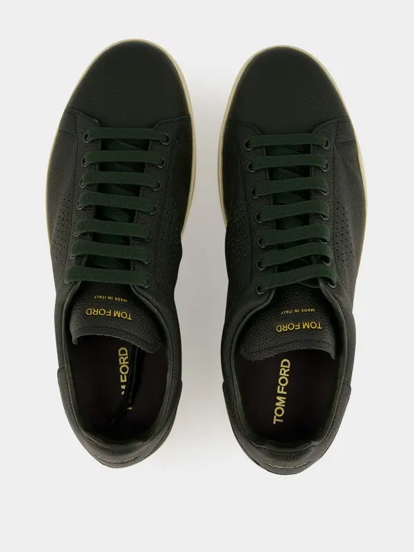 TOM FORD Warwick Perforated Leather Lace-up Sneakers - Green