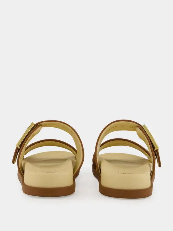 Fendi Raffia And Leather Slides
