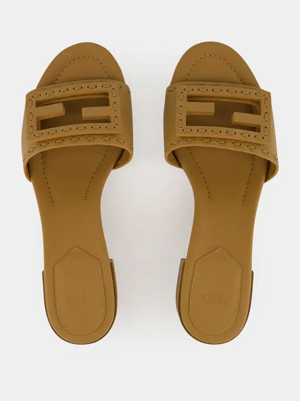 Fendi Baguette Heeled Leather Slides