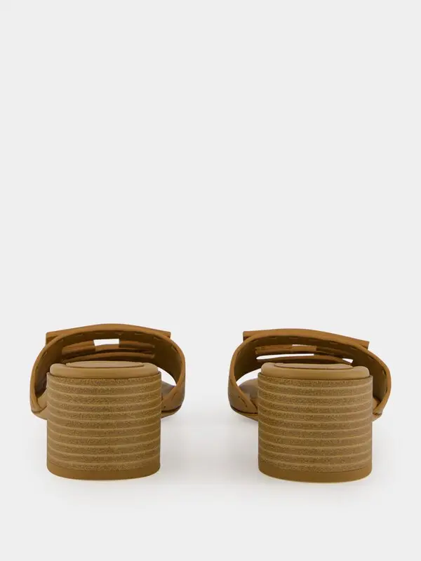 Fendi Baguette Heeled Leather Slides