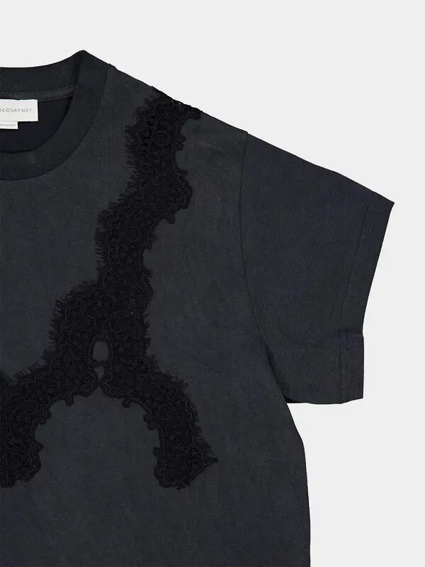 Stella McCartney Relaxed T-shirt With Lace Detail - Black