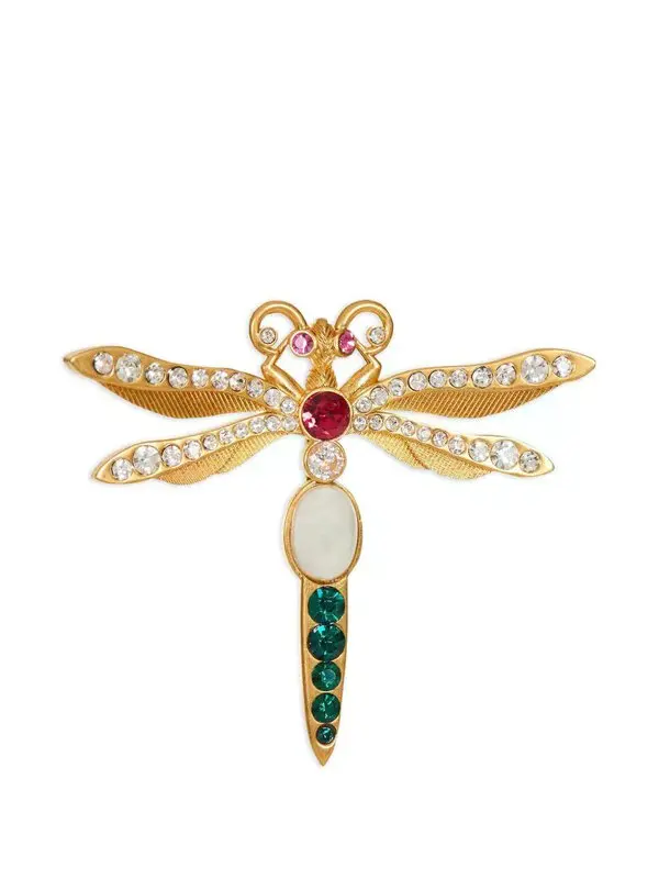 Balmain Brass And Crystal Insect Brooch - Gold
