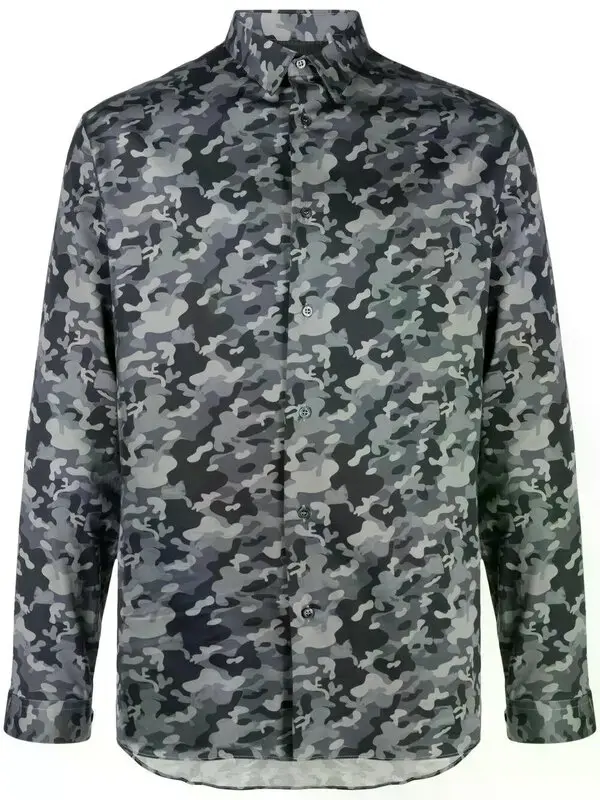 Philipp Plein Camouflage Longsleeved Shirt - Grey