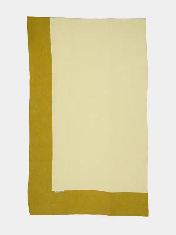 Borgo Delle Tovaglie Bauhaus Linen Tablecloth Mustard And Ivory - Yellow