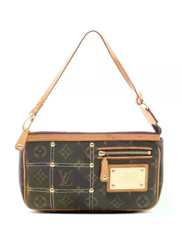 LOUIS VUITTON Monogram Rivet Pochette Handbag - Brown