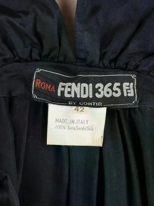 Fendi Silk Lace Trim High Neck Midi Dress