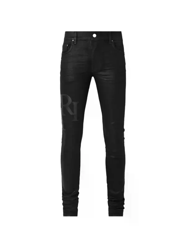 Amiri Logo-patch Waxed Jeans - Black