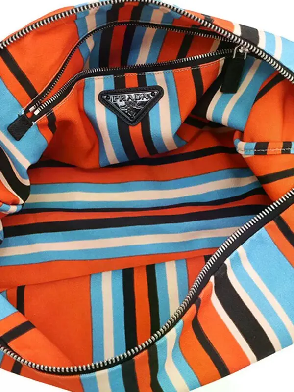 Prada Canapa Baiadera Triangle Logo Shoulder Bag