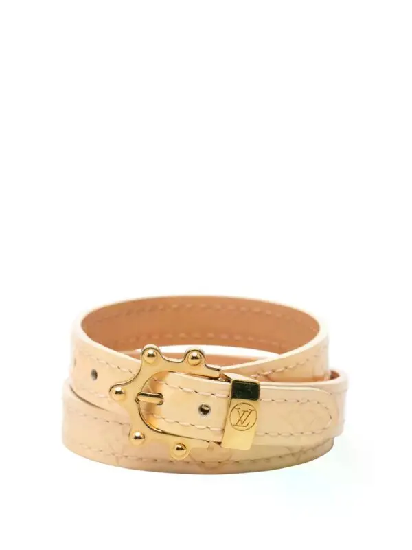 LOUIS VUITTON Monogram Vernis Triple Tour Wrap Bracelet - Brown
