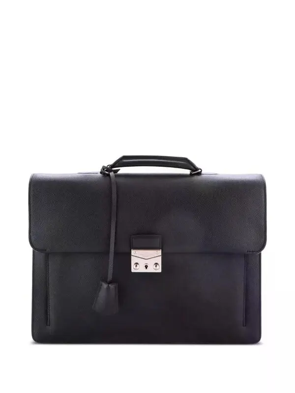 LOUIS VUITTON Associe Cartable 2 Briefcase Taiga Leather Business Bag - Black