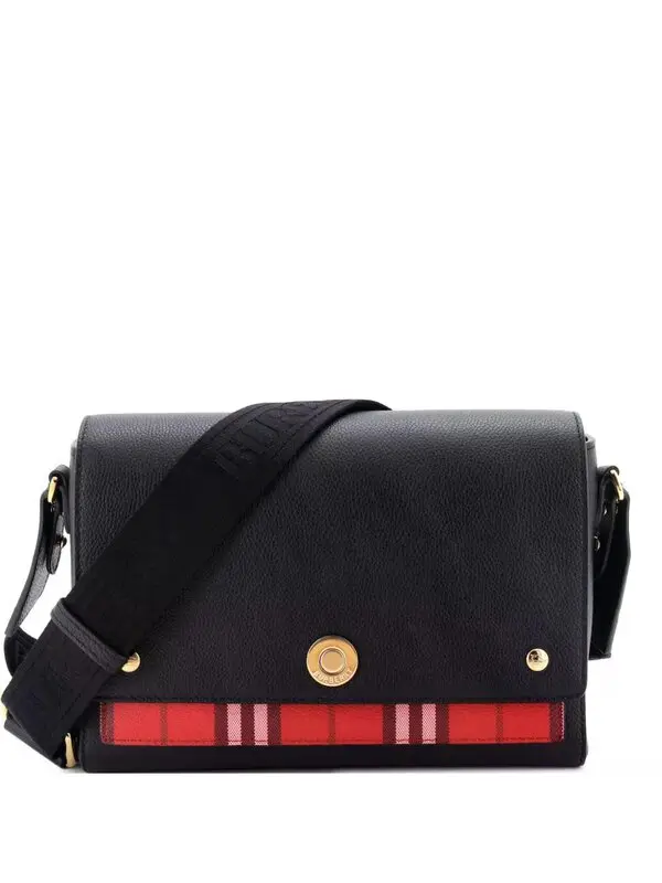 Burberry Vintage Check Canvas And Leather Crossbody Bag - Black