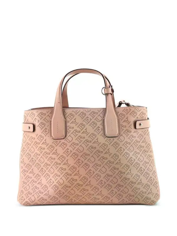 Burberry Banner Nm Perforated Leather Medium Tote Bag