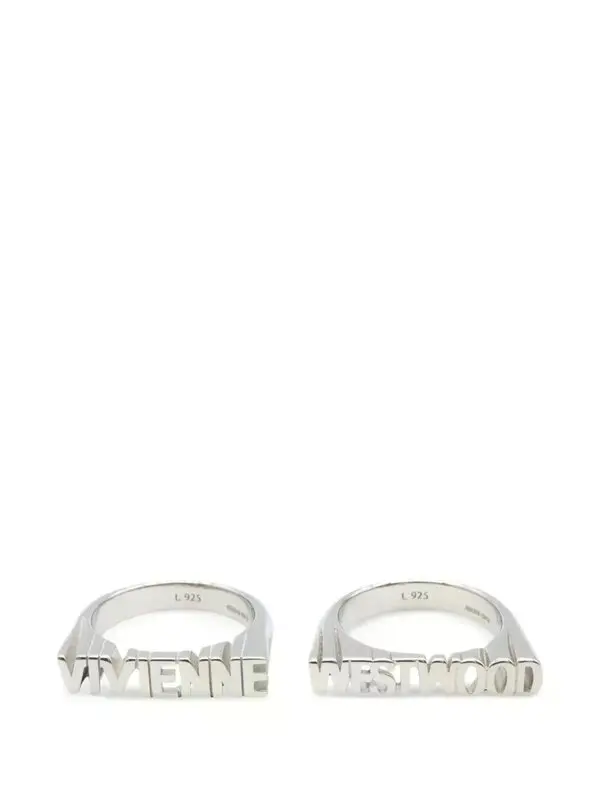 VIVIENNE WESTWOOD Tone Logo Ring Set - Silver