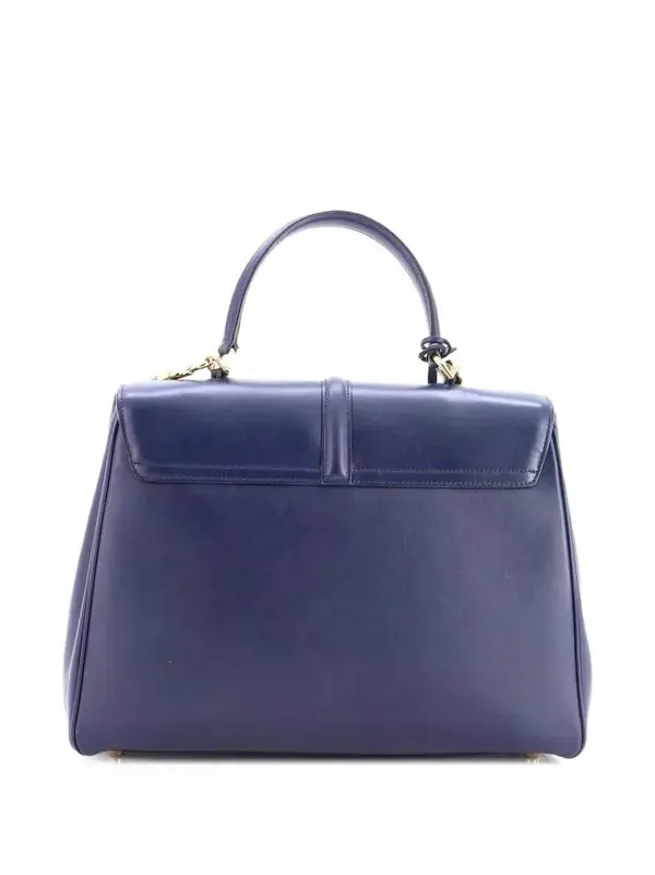 Celine 16 Top Handle Bag In Smooth Calfskin - Blue