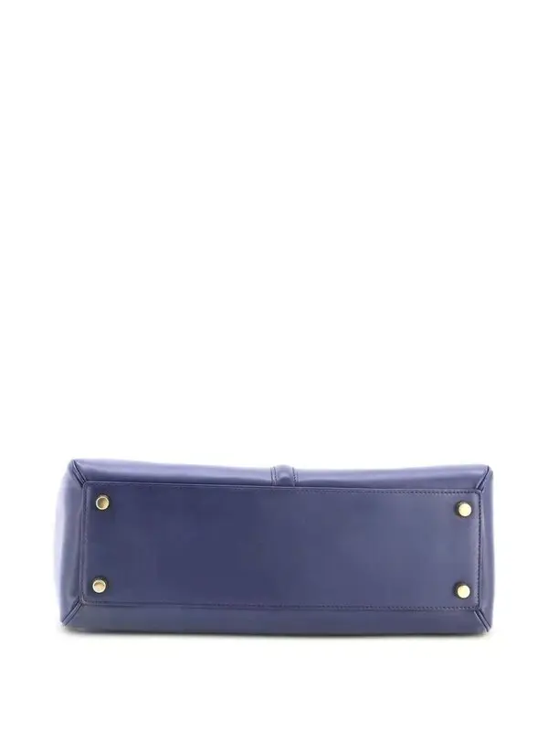 Celine 16 Top Handle Bag In Smooth Calfskin - Blue