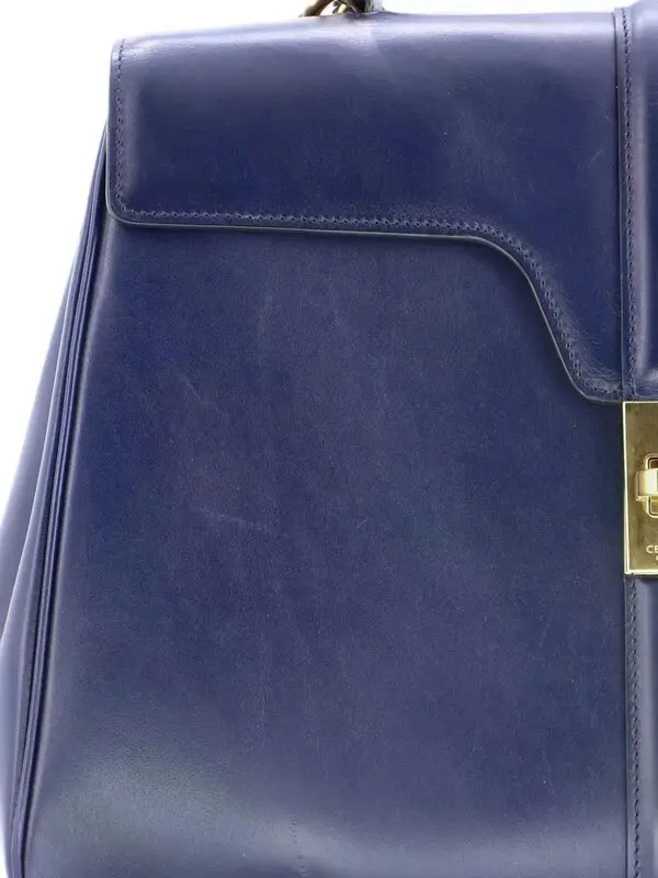 Celine 16 Top Handle Bag In Smooth Calfskin - Blue