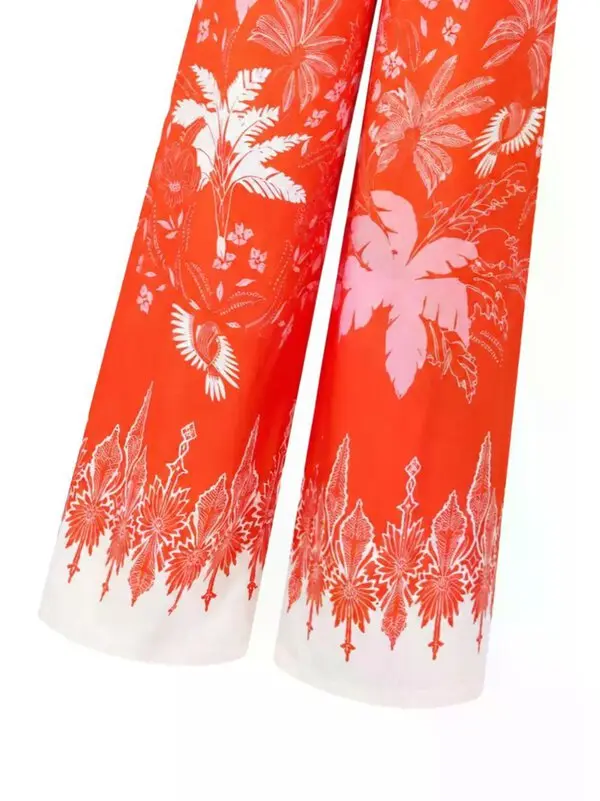 Poupette St Barth Clea" Palm-tree Print Wide Leg Trousers - Orange