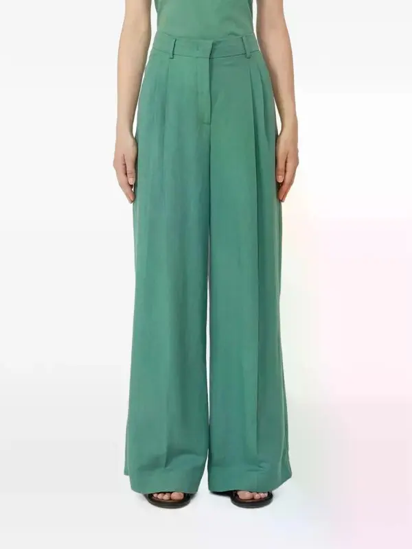 Max Mara Pleated Wide-leg Trousers - Green