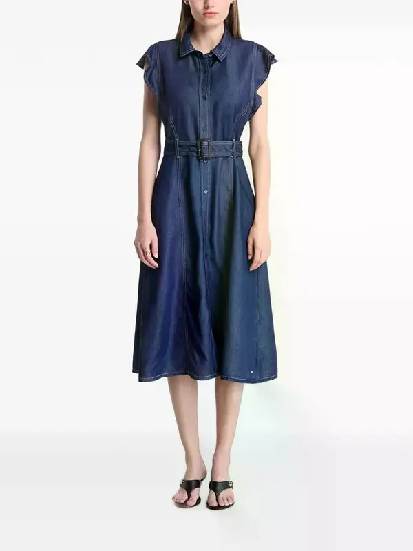 Tommy Hilfiger Ruffled Belted Midi Dress