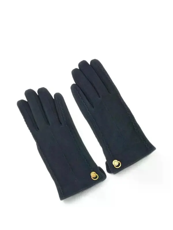 GIANNI CHIARINI Suede Gloves With Logo Rivet - Blue