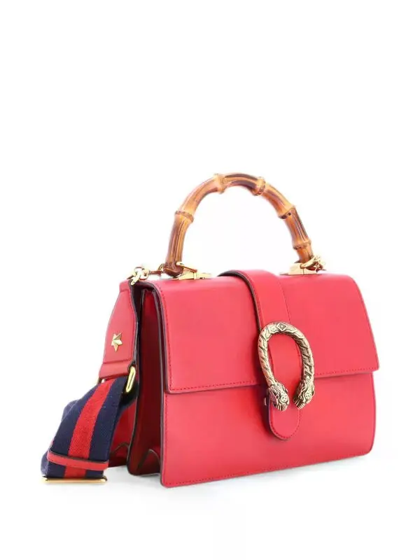 Gucci Dionysus Bamboo Top Handle Bag Leather Medium Satchel - Red