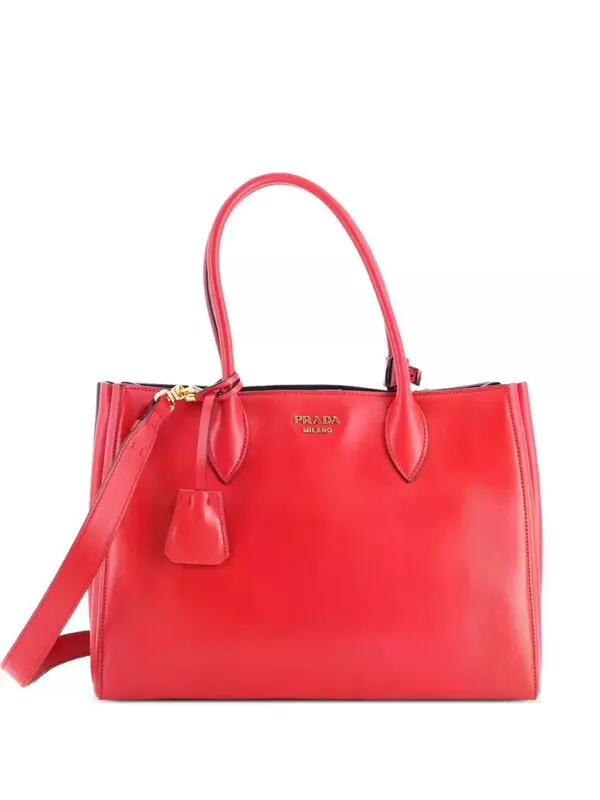 Prada Soft Bibliotheque Medium Calfskin Tote Bag - Red