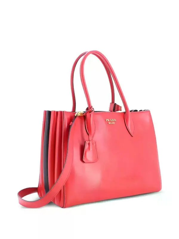 Prada Soft Bibliotheque Medium Calfskin Tote Bag - Red