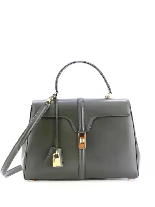 Celine 16 Top Handle Bag In Smooth Calfskin - Green