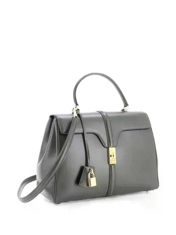 Celine 16 Top Handle Bag In Smooth Calfskin - Green