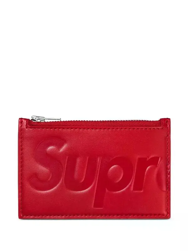 Supreme Embossed Leather Cardholder - Red