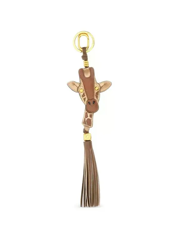 GIANNI CHIARINI Giraffe-head Tassel Keyring - Brown