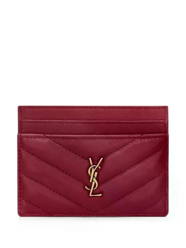 Saint Laurent Cassandre Quilted Card Holder - Red